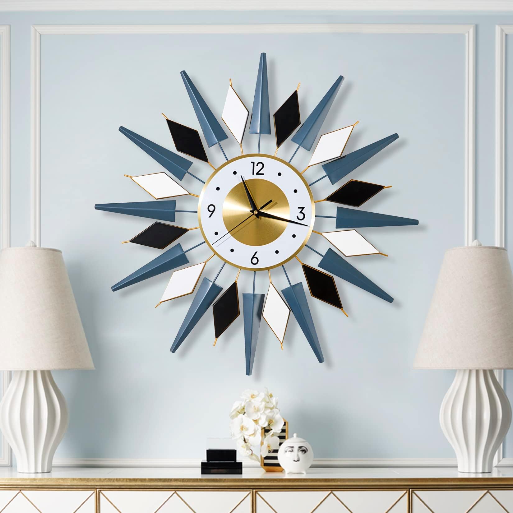 Amazon.com: hwanh Large Starburst Metal Decorative Clock 28 Inch Mid ...