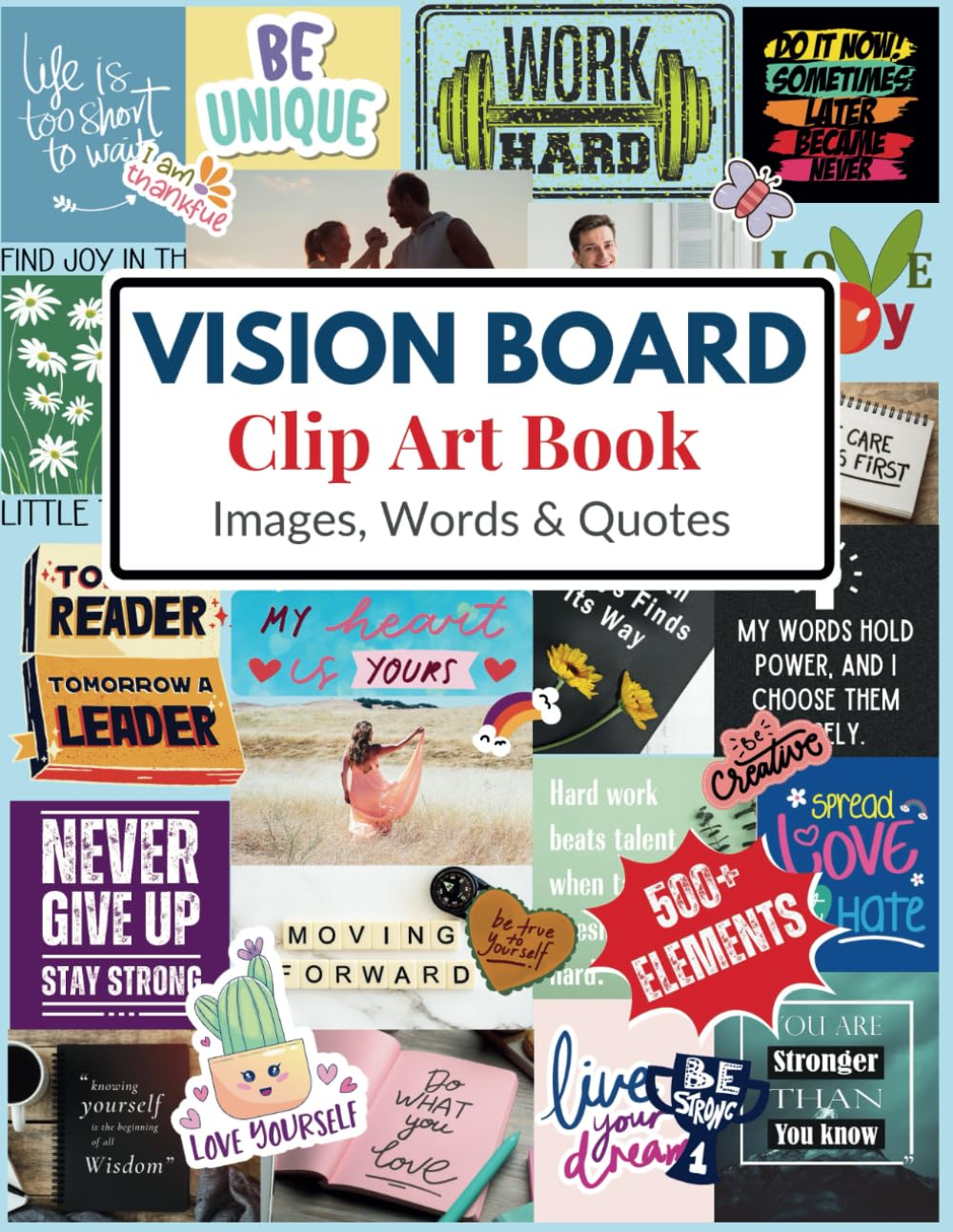 Amazon.com: Vision Board Clip Art Book With Words, Quotes & Pictures ...