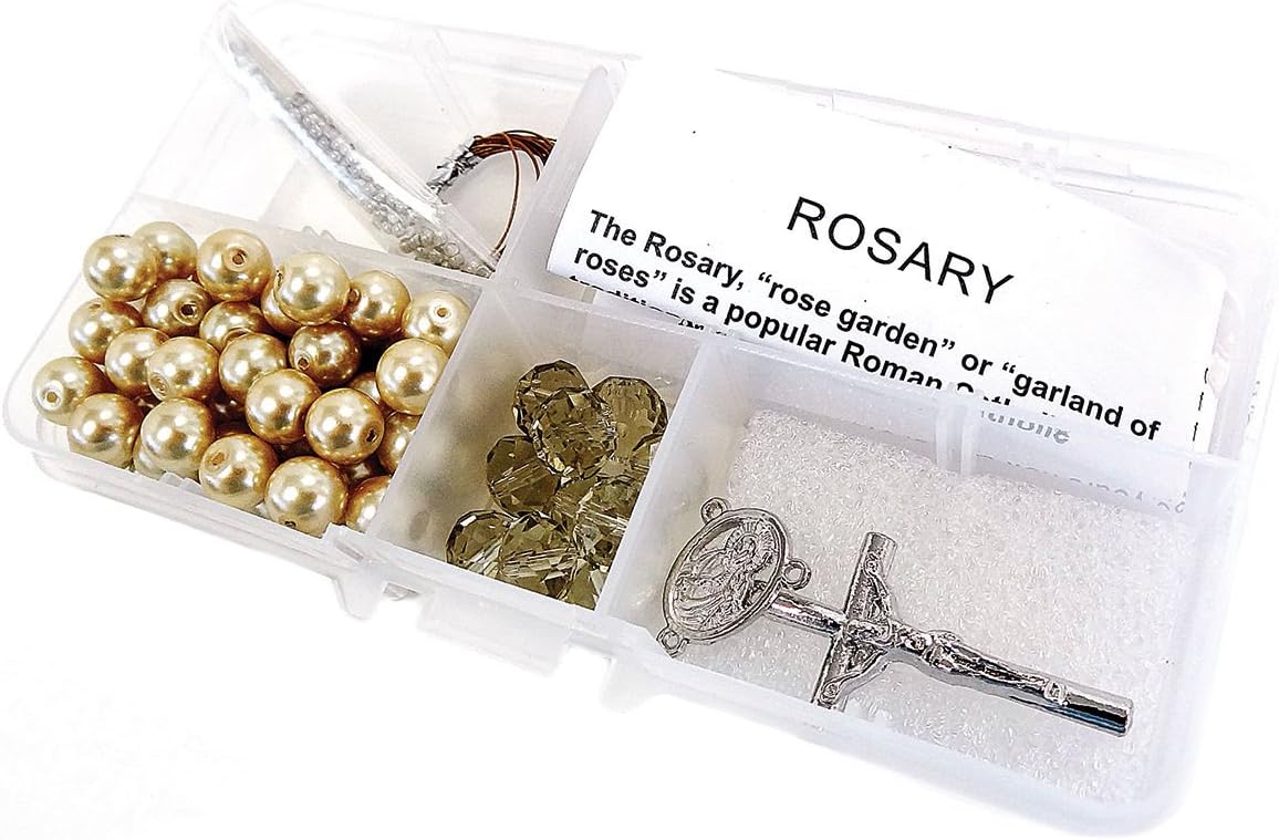 Amazon.com: Rosary DIY Kit, Catholic Prayer Beading Necklace Making ...