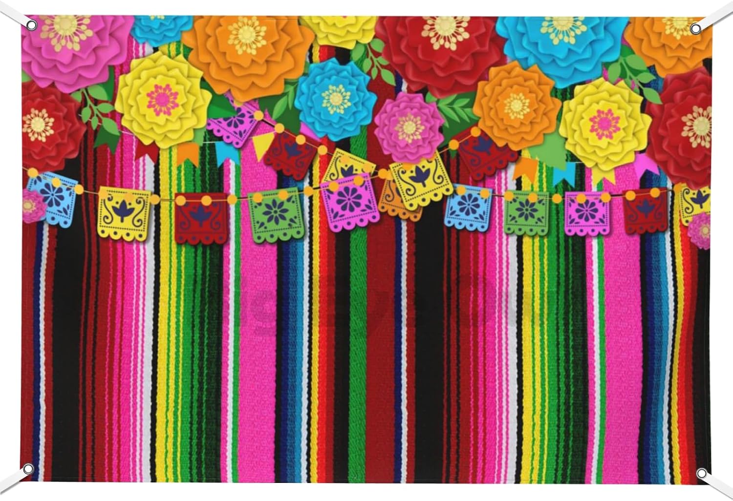 Amazon.com : Mexican Fiesta Colorful Striped Backdrop Cinco De Mayo ...