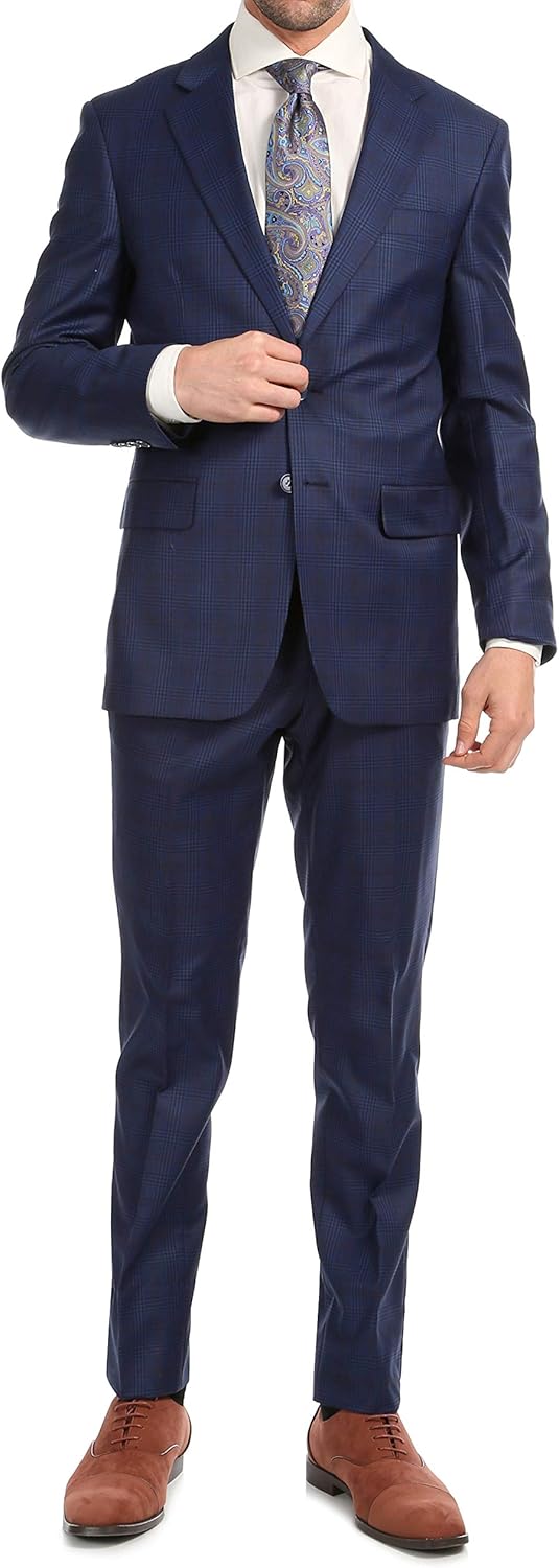 Ferrecci Men's Suits - Wool Men Suits Slim Fit Notch Lapel Yves 2 Piece ...