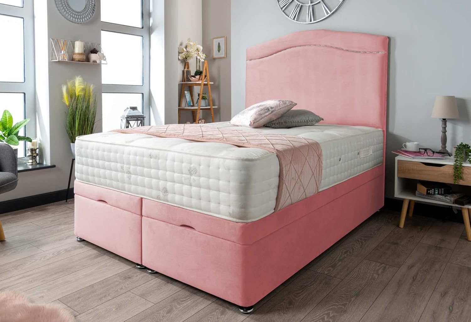 Sleep Factory's Luxury Paloma Pink Plush Ottoman Storage Bed Frame With ...