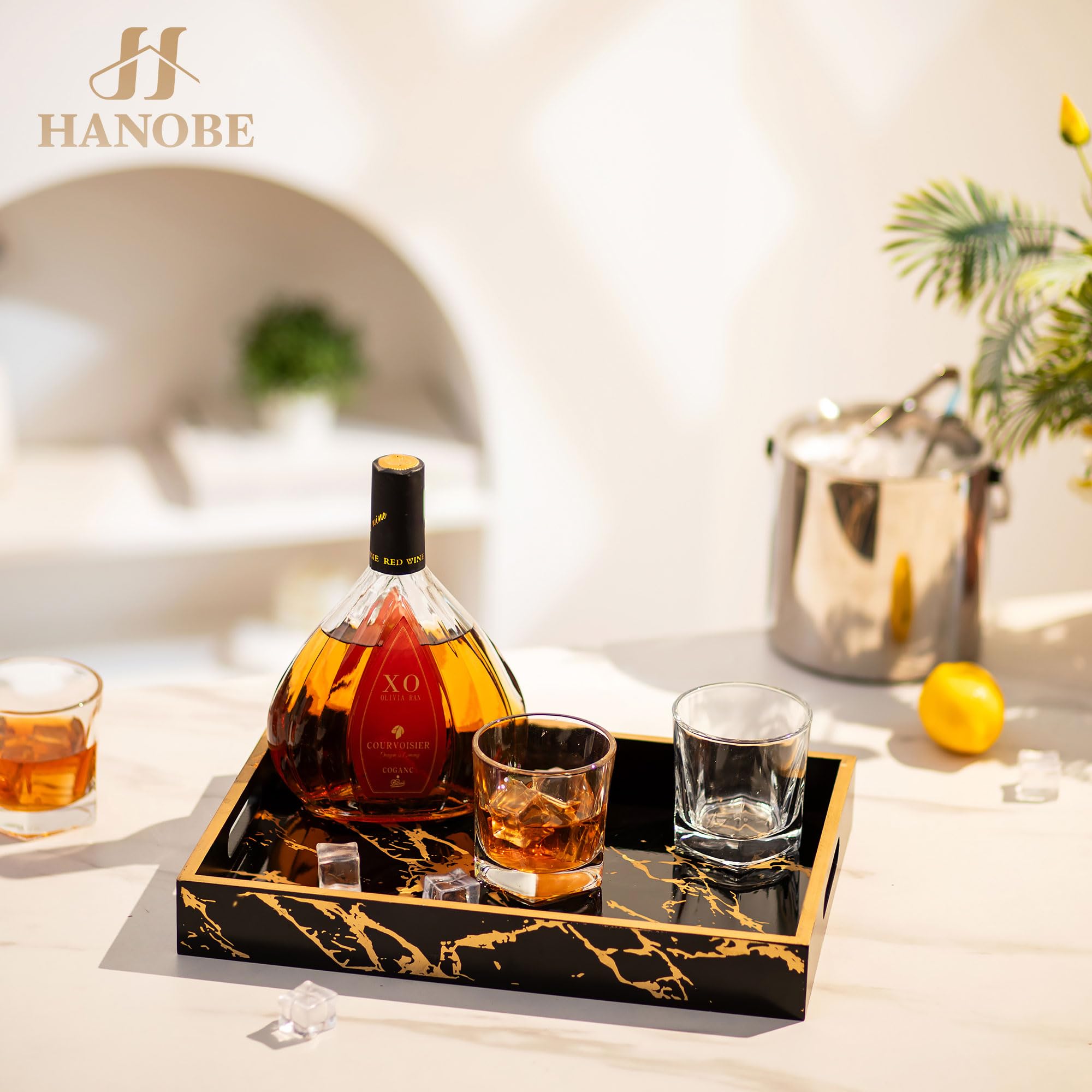 Snapklik.com : Hanobe Decorative Serving Tray Black: Marble Coffee ...