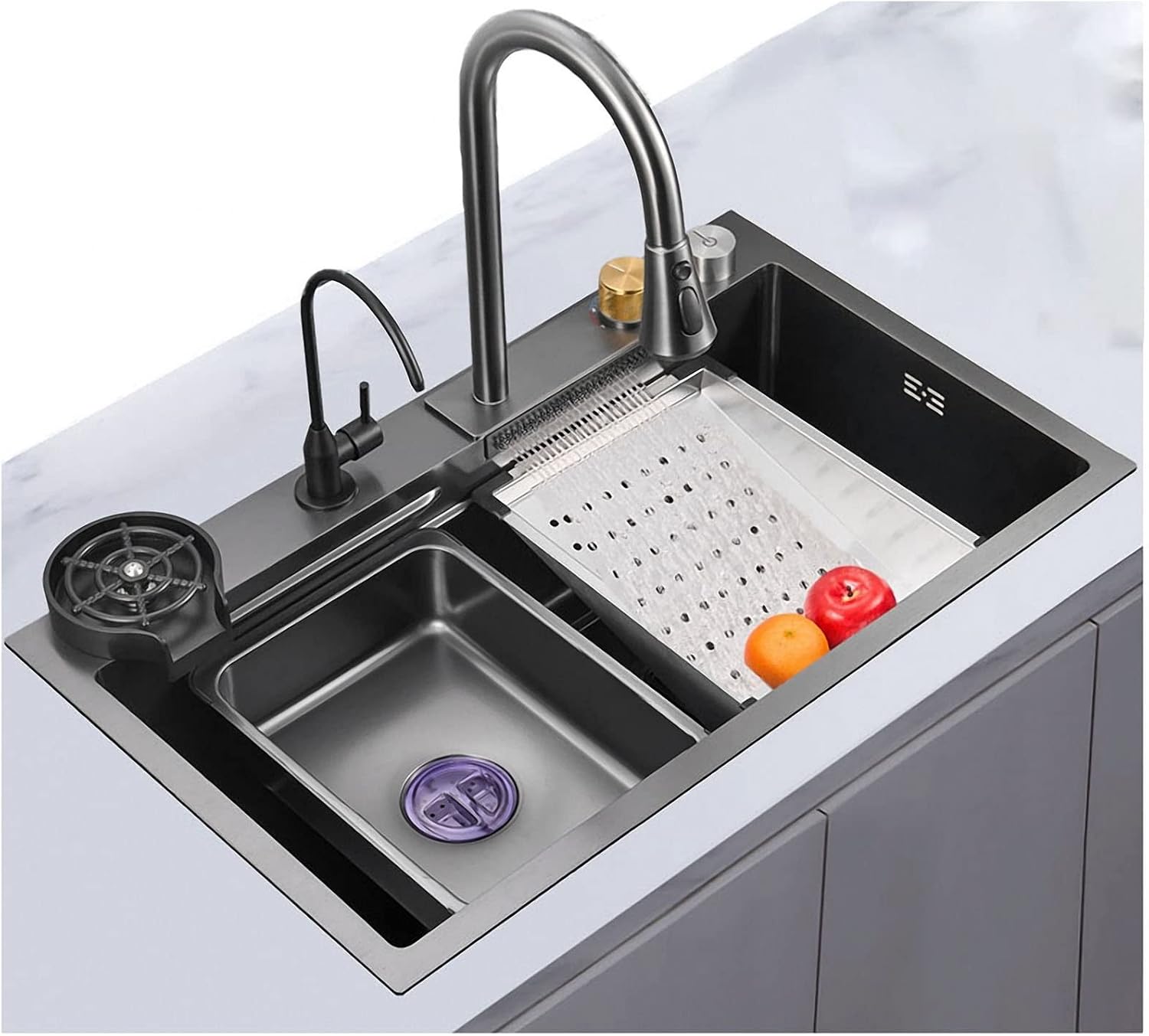 Kitchen Sink with 1 Basin, 304, Waterfall Stainless Steel Multi ...