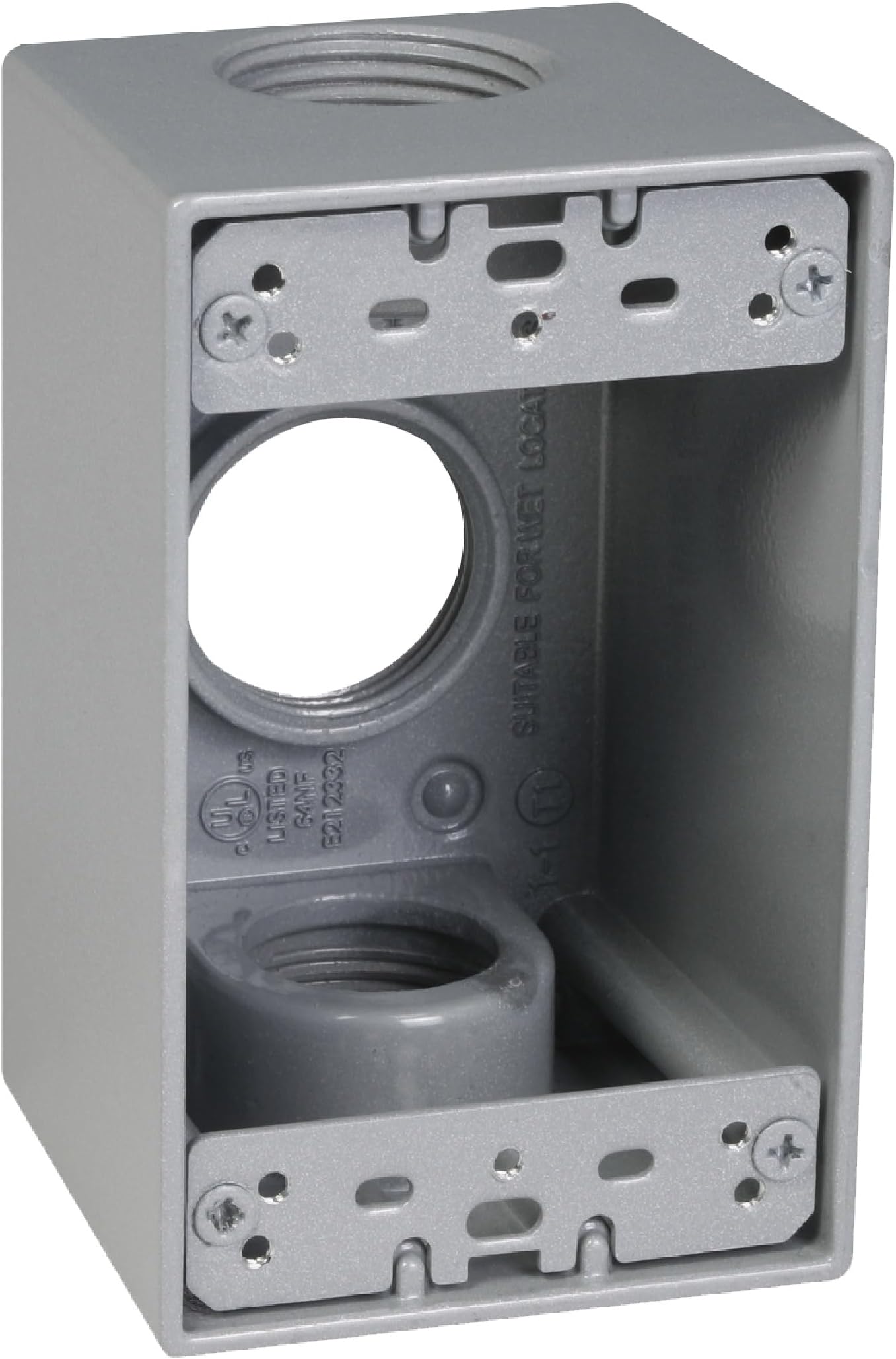 2-Gang Weatherproof Deep Box, Five 1 in. Threaded Outlets, Gray (5389-0 ...