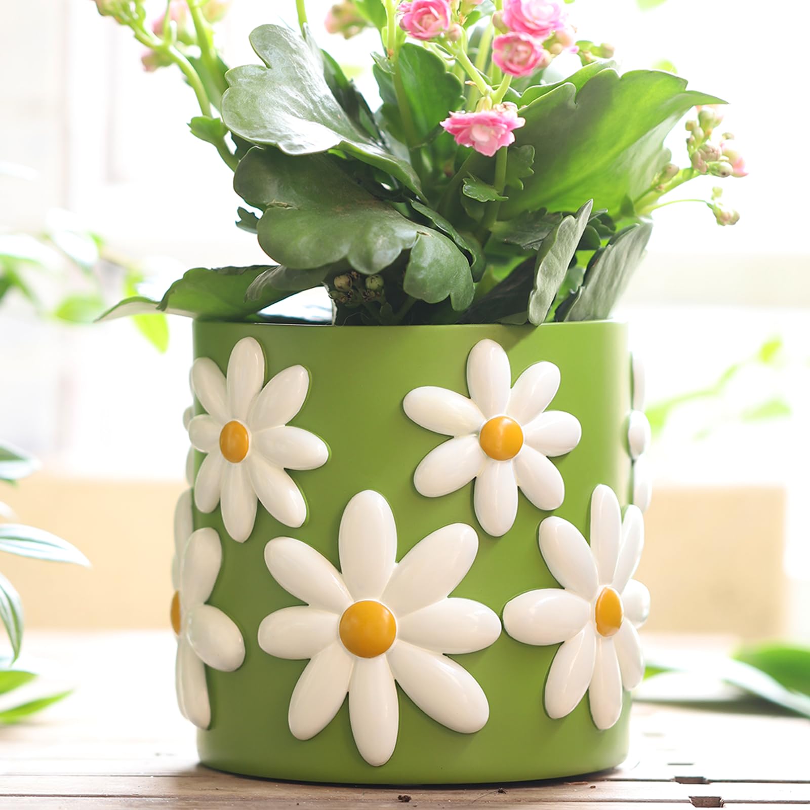 Amazon.com : GUGUGO Cute Daisy Flower Pot, Decorative Plant Pots with ...