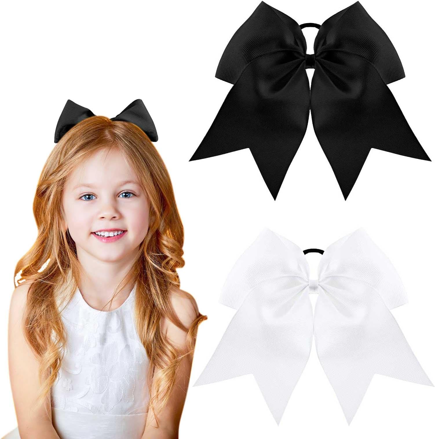 Amazon.com : White Jumbo Bow Pony with Tails : Beauty & Personal Care