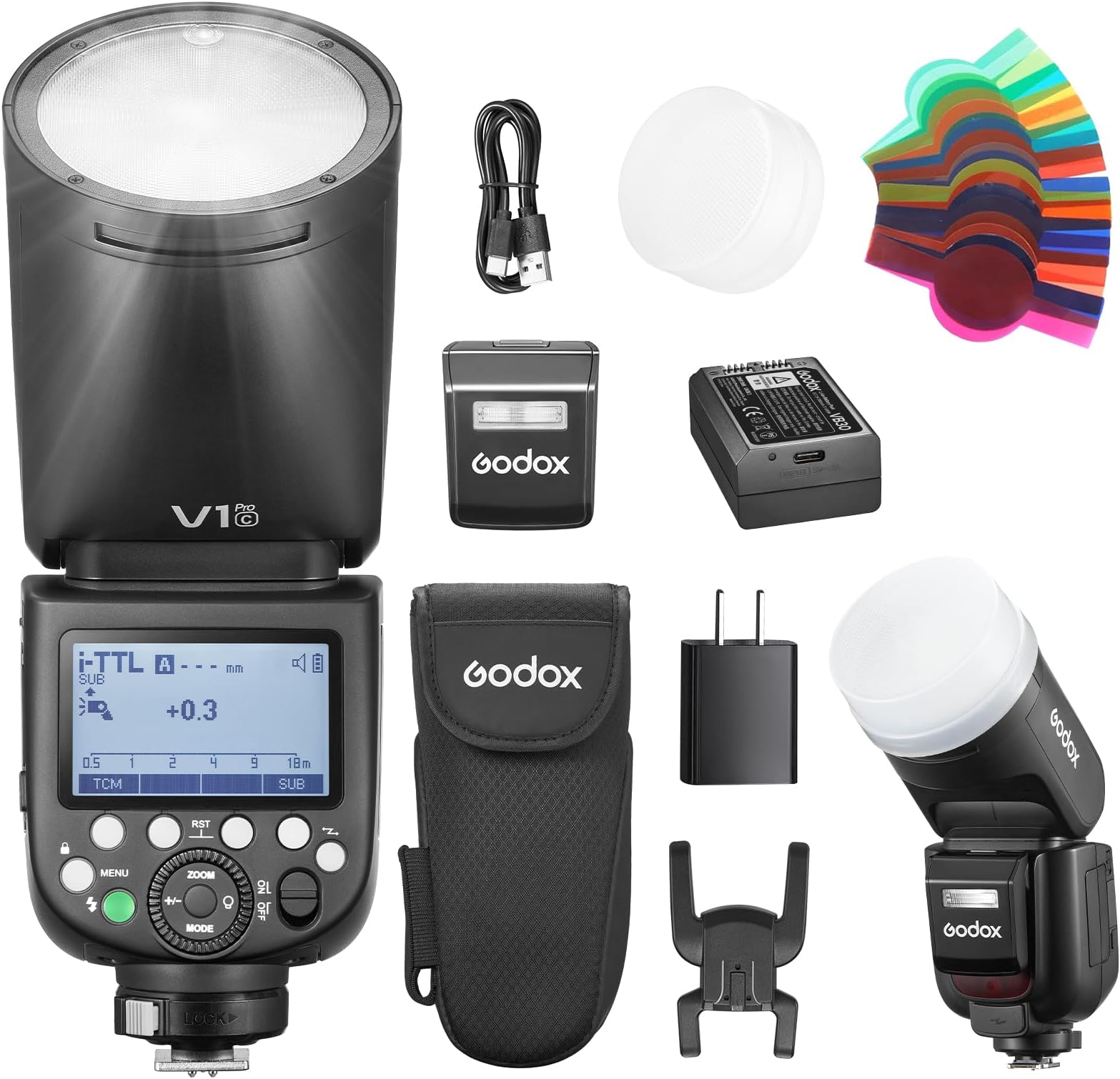 Godox V1-C Professional Flash Speedlite Speedlight Round Head Wireless ...