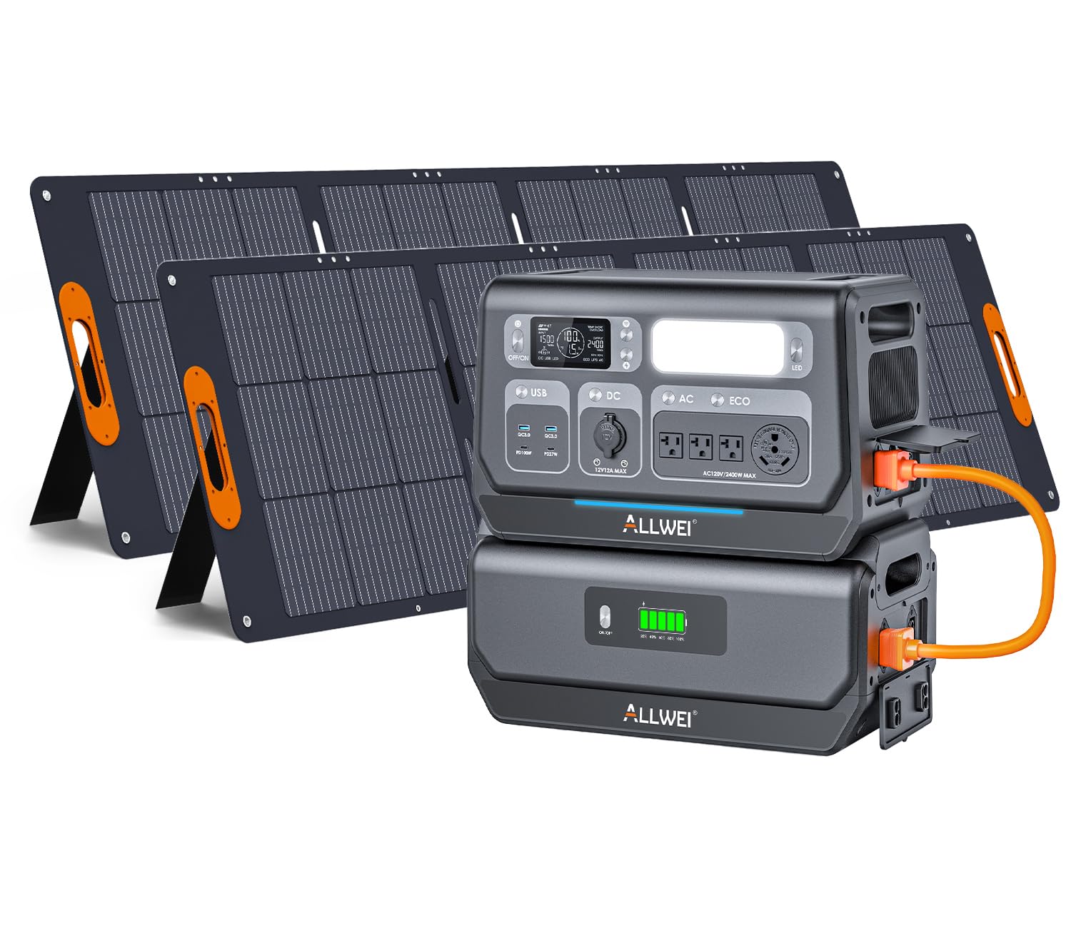 Amazon.com : ALLWEI LiFePO4 Solar Generator 2400W with 2x 200W Solar ...