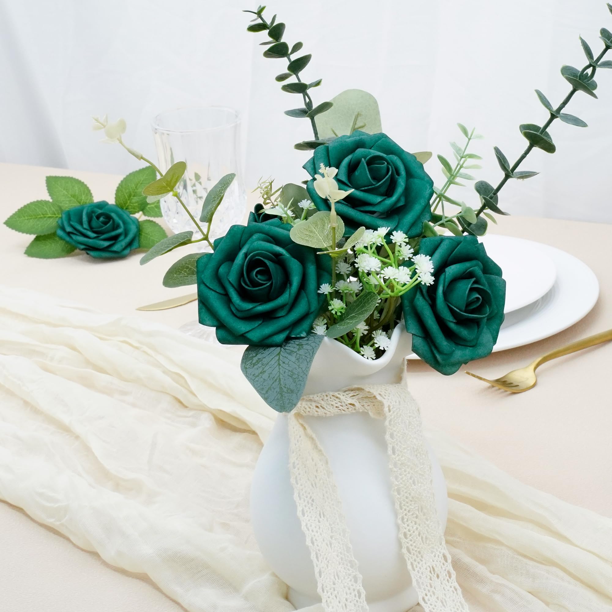 Hunter Green Silk Flowers