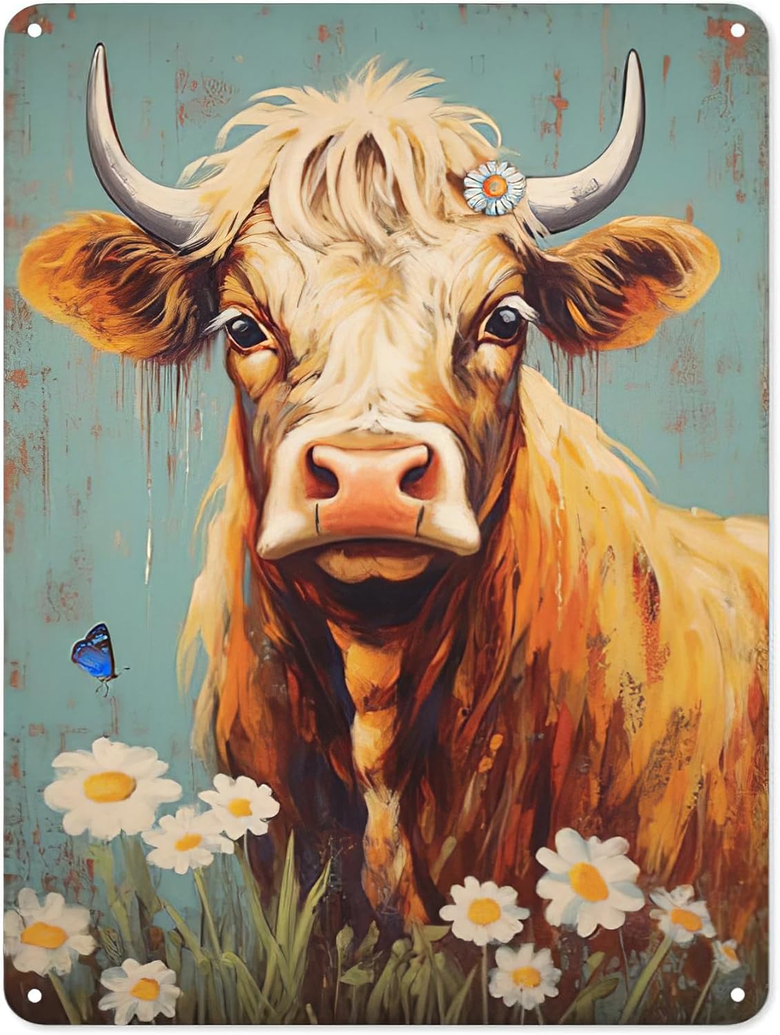 Amazon.com: Phonily Funny Highland Cow Decor Cow Metal Sign Retro ...