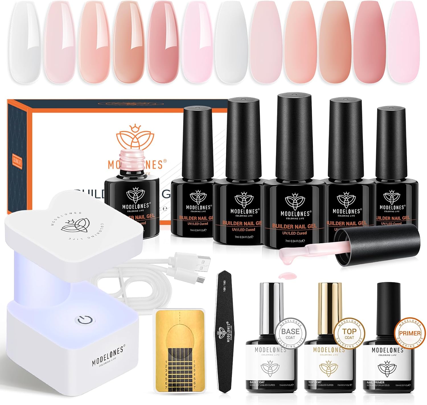 Modelones Gel Construction Ongle UV 8 in One Gummy Base Pose Americaine ...