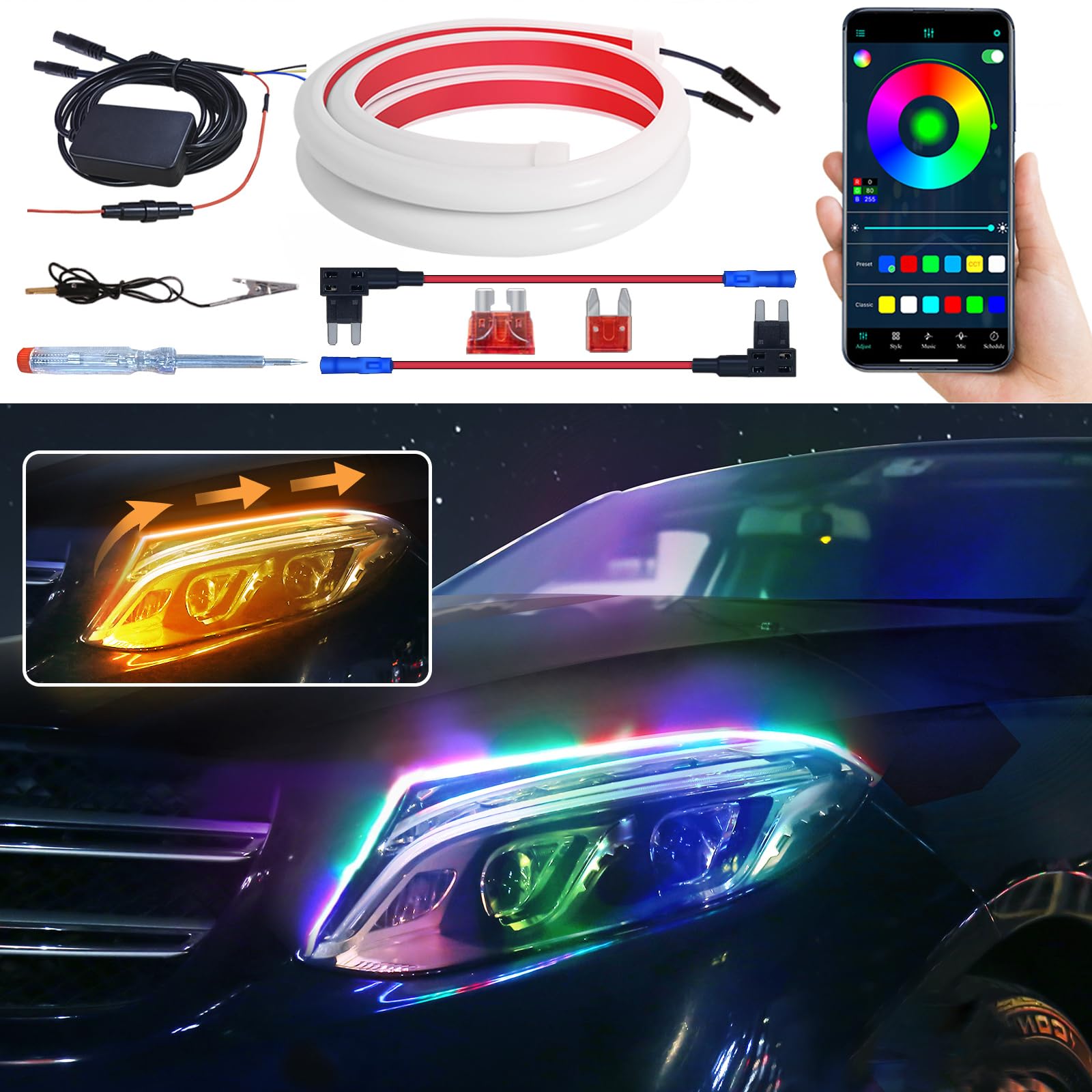 Snapklik.com : Exterior DRL Daytime Running Lights Strip