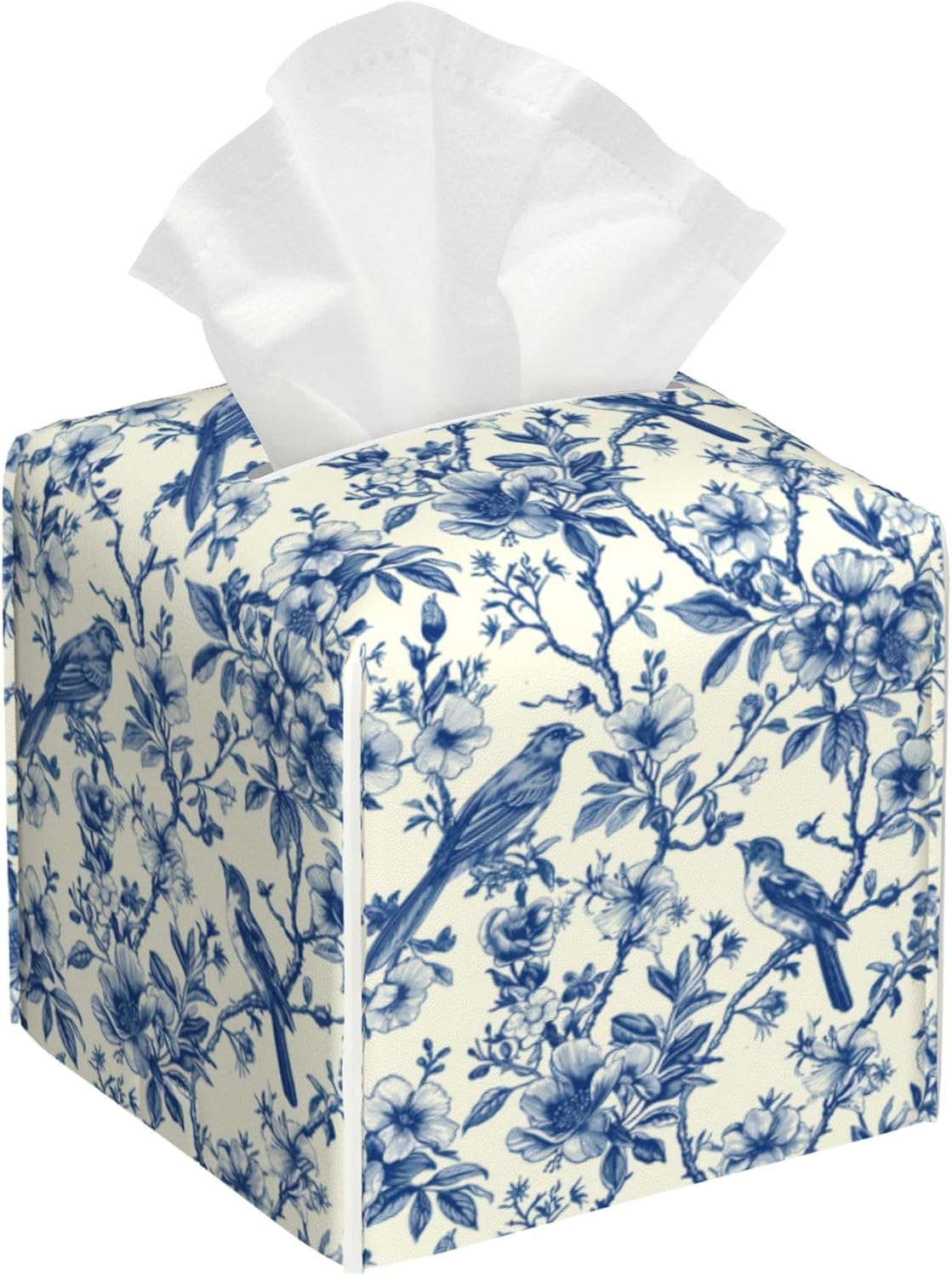 Amazon.com: Tissue Box Cover Square,Vintage Floral and Blue Bird Tissue ...