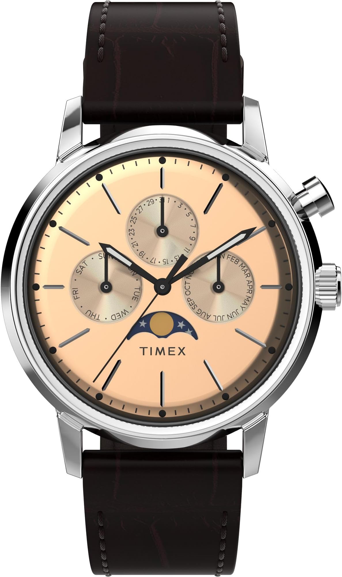 Amazon.co.jp: [TIMEXタイメックス] 腕時計 マーリン ムーンフェイズ Marlin Moon Phase ブラウン 文字盤 ...