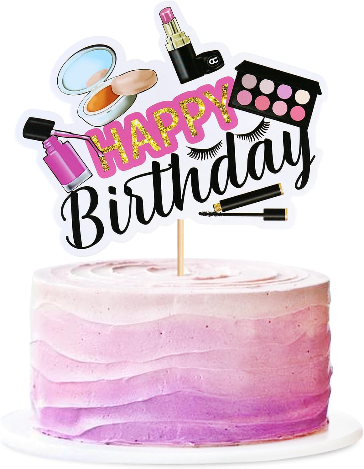 Amazon.com: Ercadio 1 Pack Glitter Makeup Cupcake Toppers Lipstick Cake ...