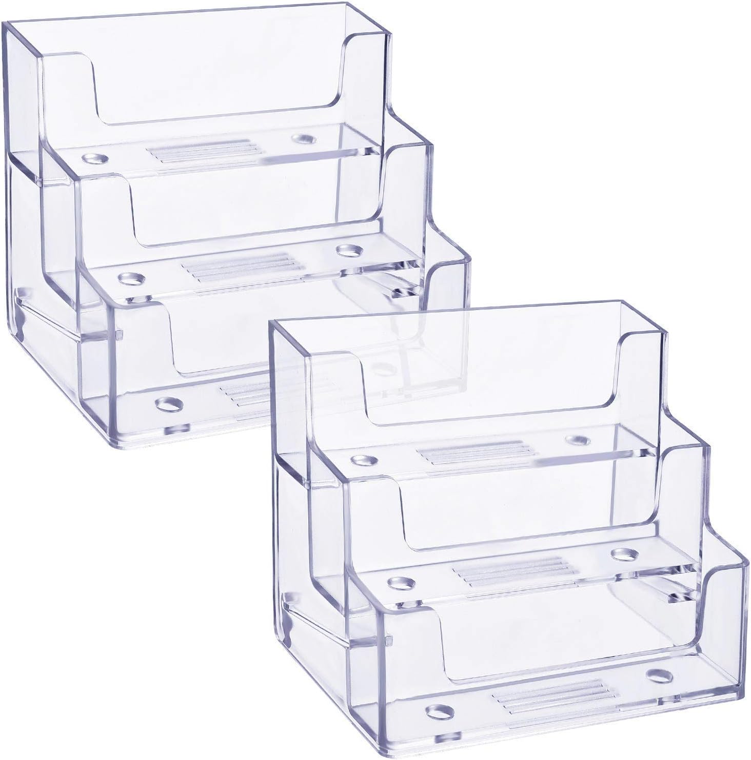 2Pcs Business Card Holder 3 Tiers Plastic Stand Organizer Clear Display ...