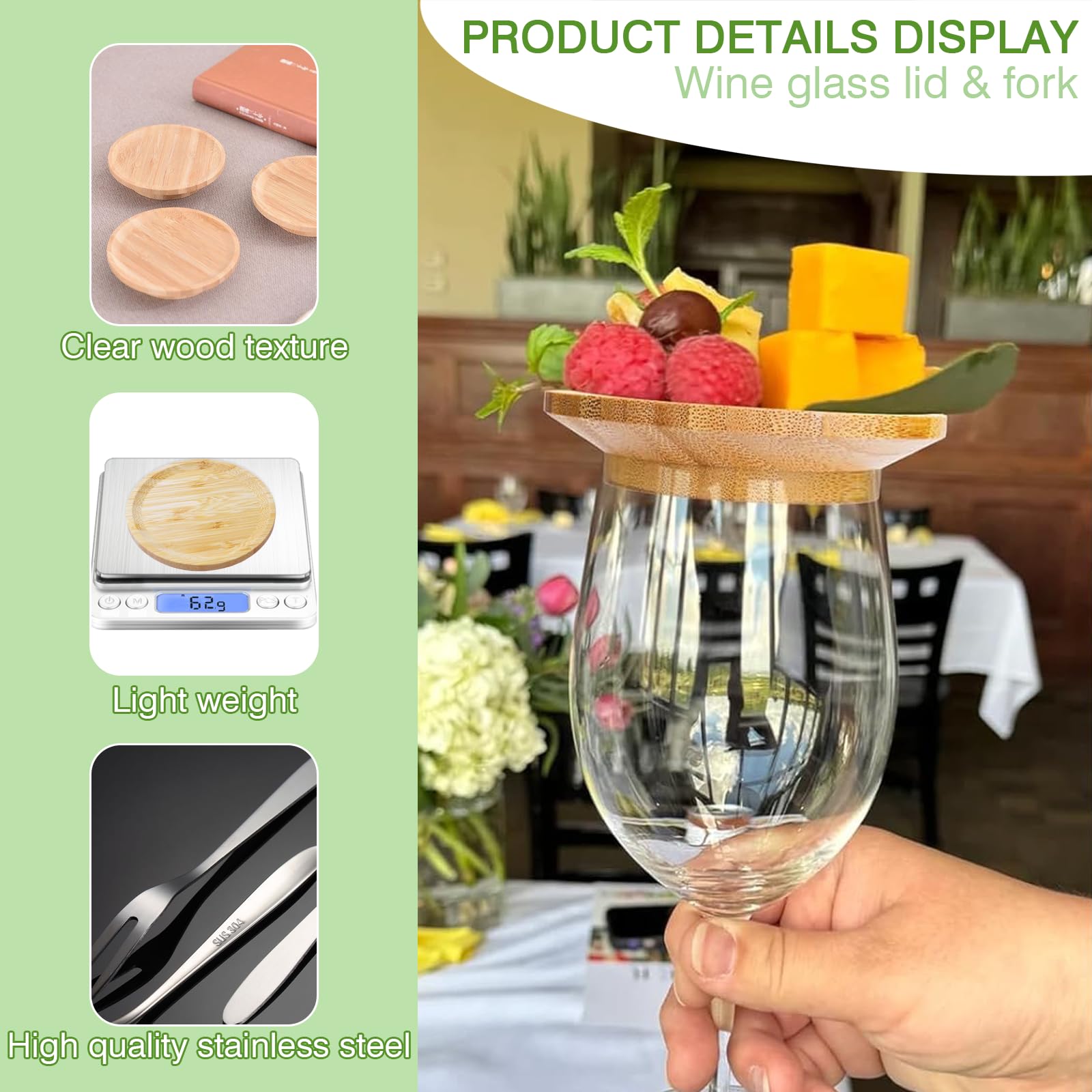 Wine Glass Charcuterie ZYNERY 6-Piece Topper Set - Bamboo Boards With ...