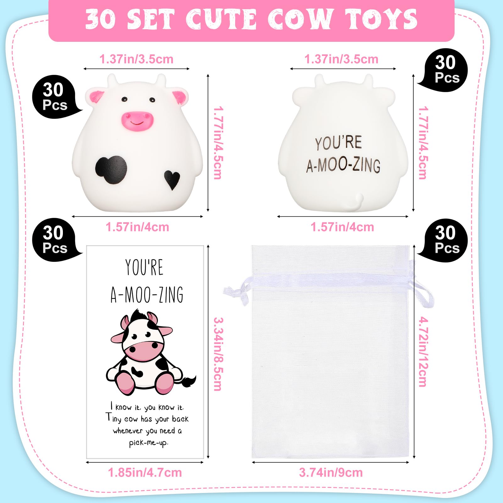 Snapklik.com : Cholemy 30 Sets Thank You Gifts Include PVC Cow Bath Toy ...