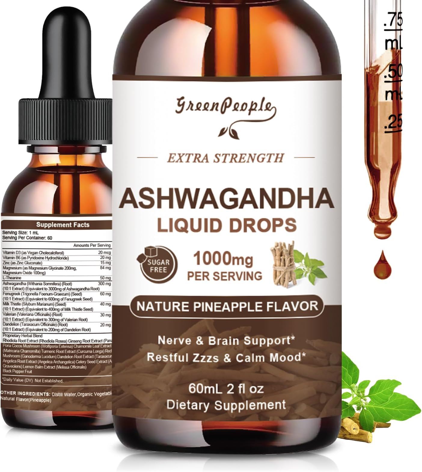 Amazon.com: GREENPEOPLE Ashwagandha Liquid Supplement Extra Strength w ...