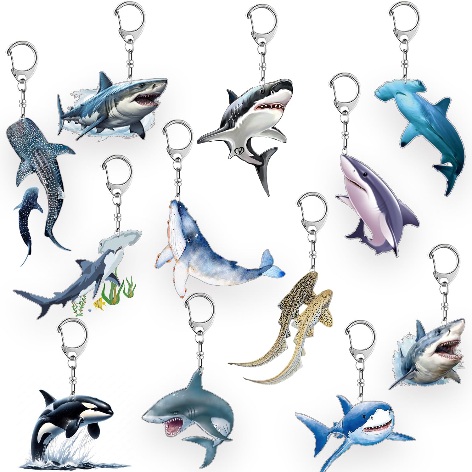 Amazon.com: 12 PCS Realistic Shark Keychain, Shark Party Favors Shark ...