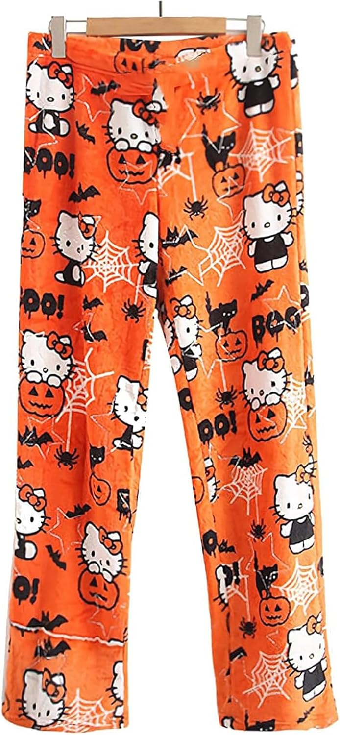 Josofo Anime Pajamas for Women Girls Cute Cartoon Cat Print Flannel ...