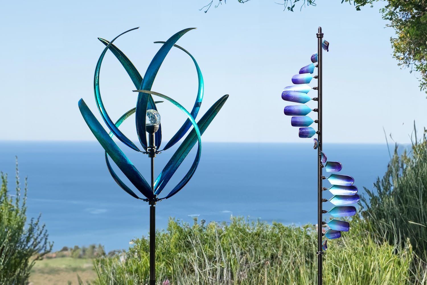Amazon.com: Cyan Oasis Vibrant Peacock Blue Wind Spinners : Patio, Lawn ...