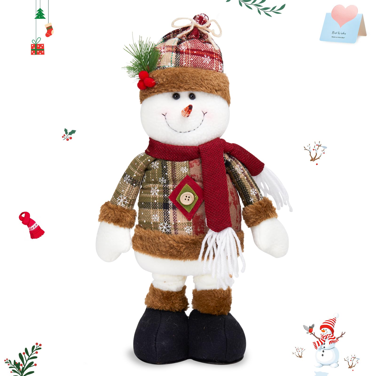Amazon.com: Houwsbaby Christmas Snowman Decoration with Adjustable Legs ...