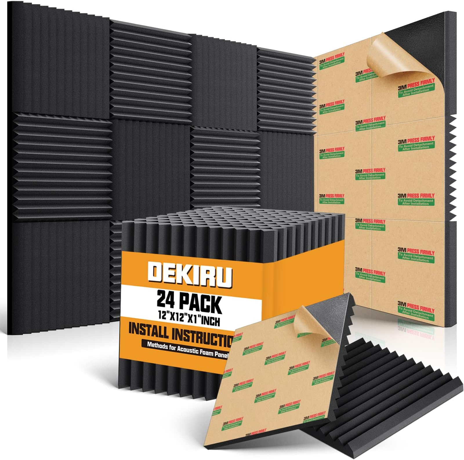 Amazon.com: DEKIRU 24 Pack Fast Expand Sound Proof Foam Panels, 1" X 12 ...