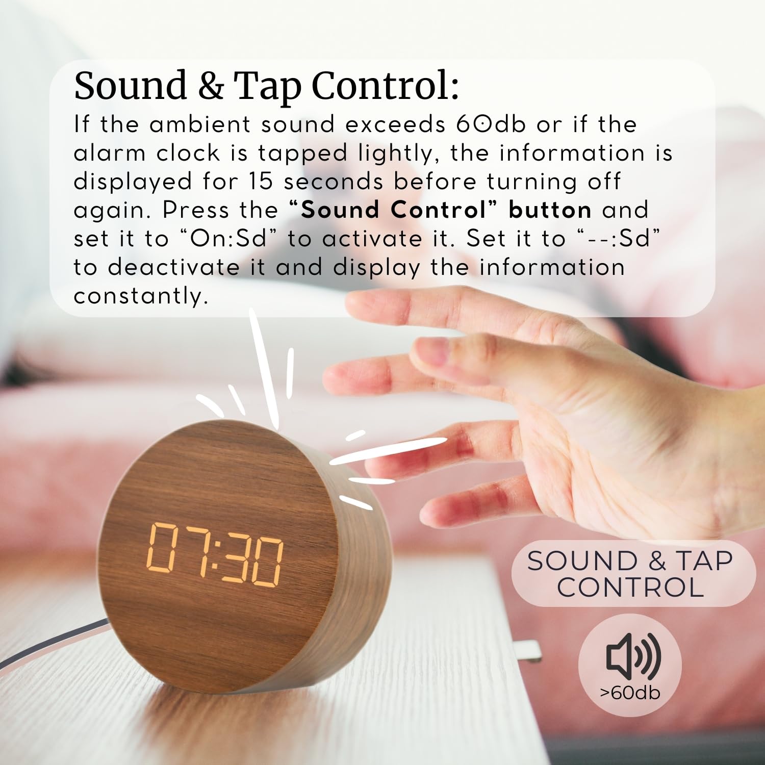 Snapklik.com : Wooden Alarm Clock For Bedroom Digital Clock Electronic ...