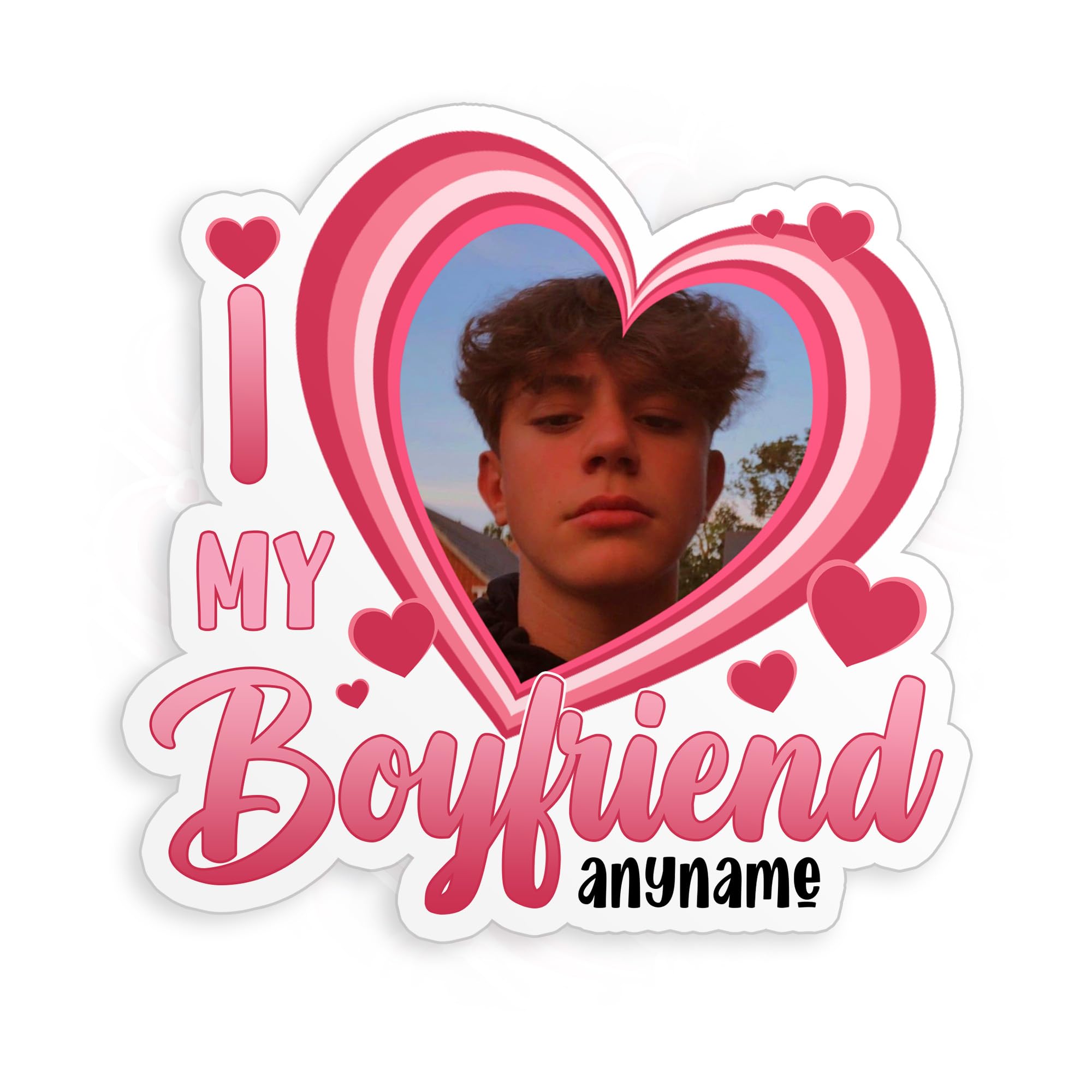 Amazon.com: I Love My Boyfriend Girlfriend Sticker Custom Photo ...
