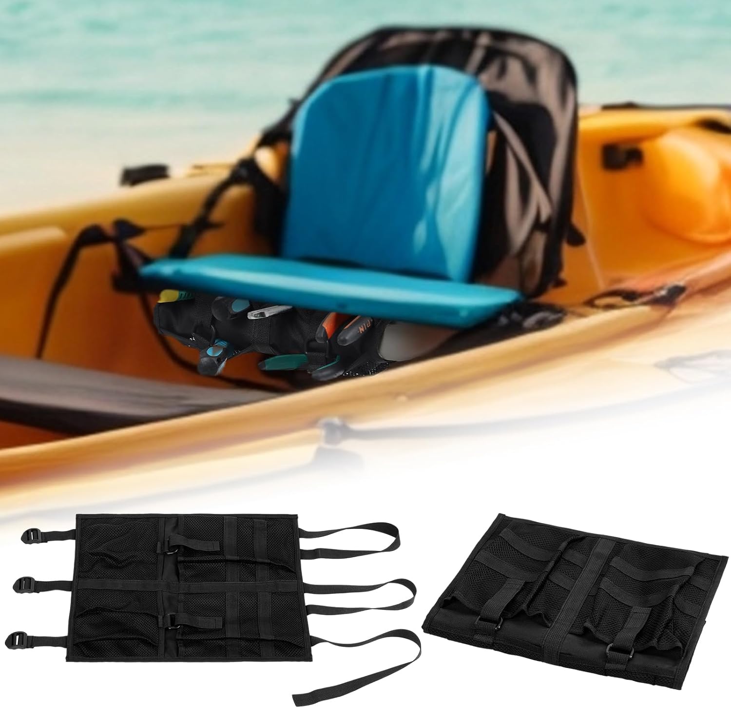 Amazon.com: Locmeo 2 Pcs Kayak Canoe Mesh Storage Bag for Seat 17.32 x ...