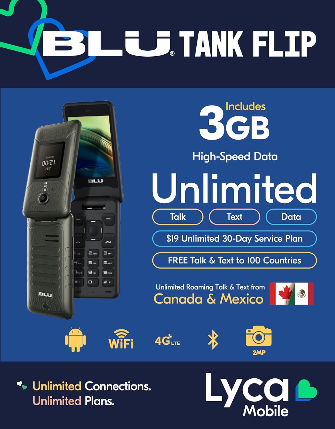 Amazon.com: Lyca Mobile USA BLU Tank Flip Cell Phone T0100UU Bronze ...