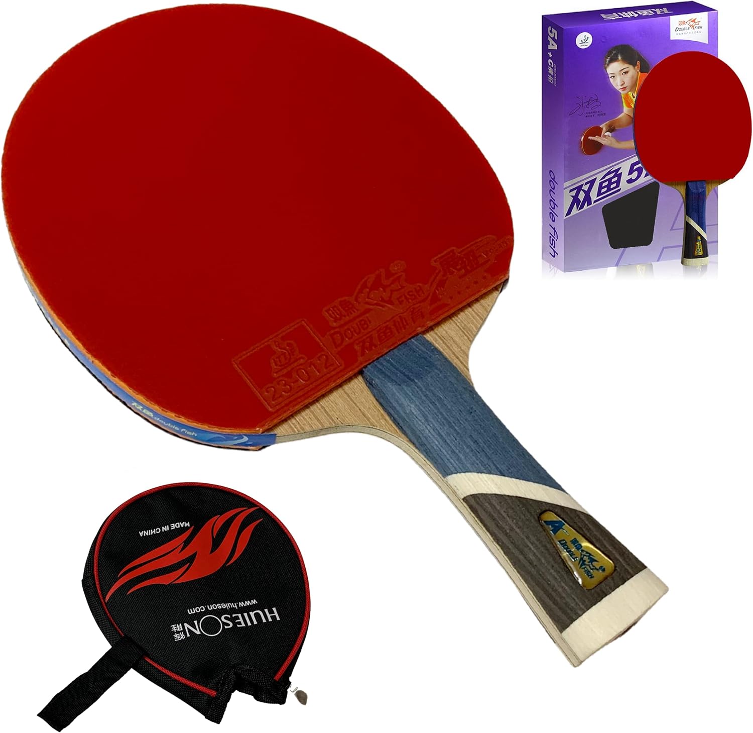 Double Fish 5 Star Plus I ITTF Approved Table Tennis Racket,Gift Case I ...
