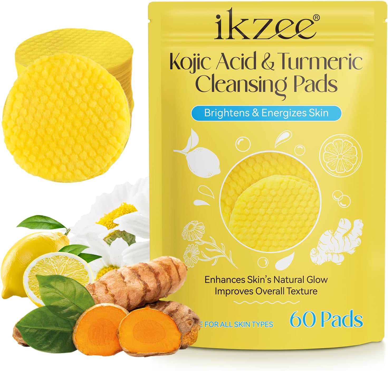Amazon.com: Kojic Acid and Turmeric Cleansing Pads, 50 Pcs, for Face ...