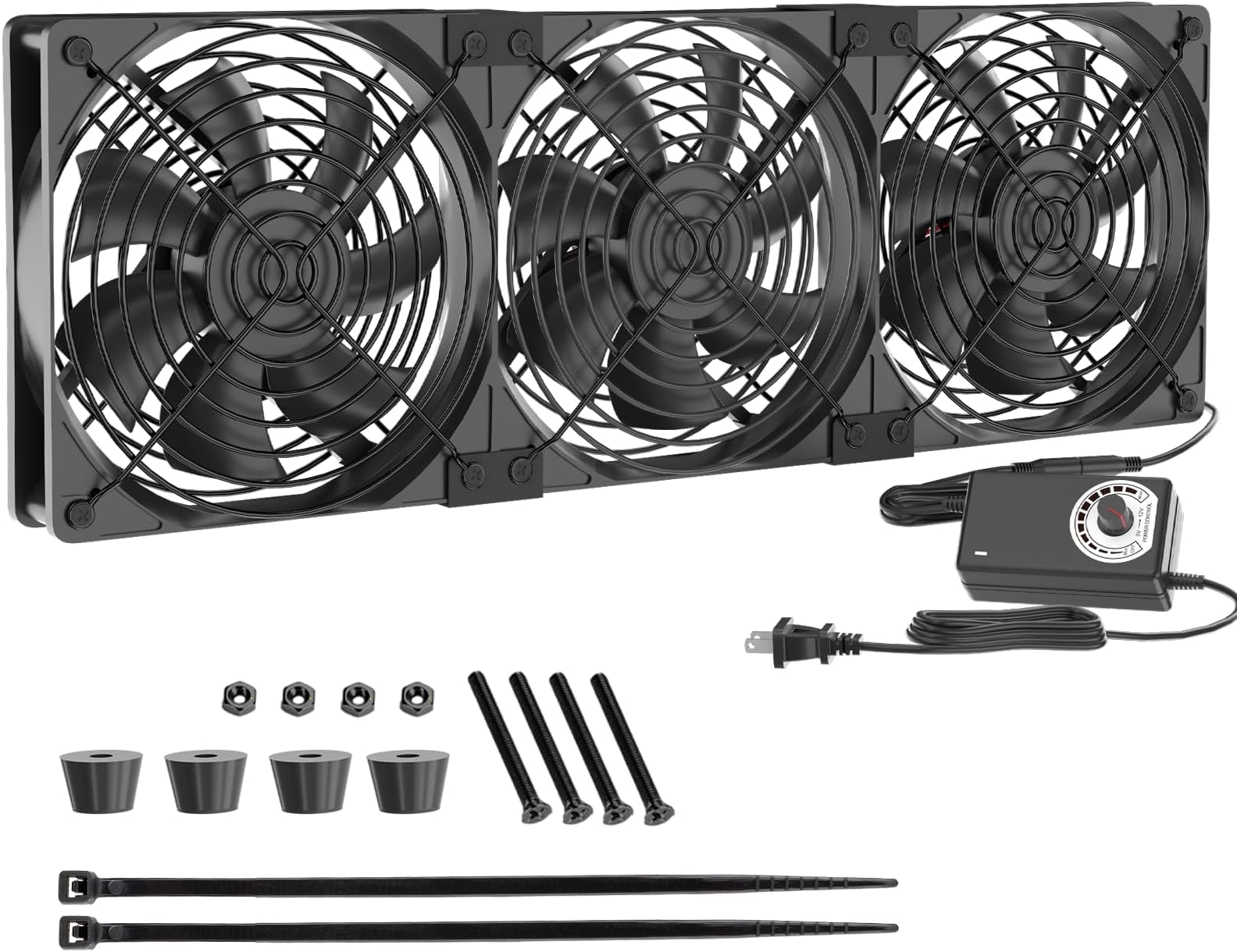 Amazon.com: GDSTIME Big Airflow 3 x 120mm Fans DC 12V Powered Fan with ...