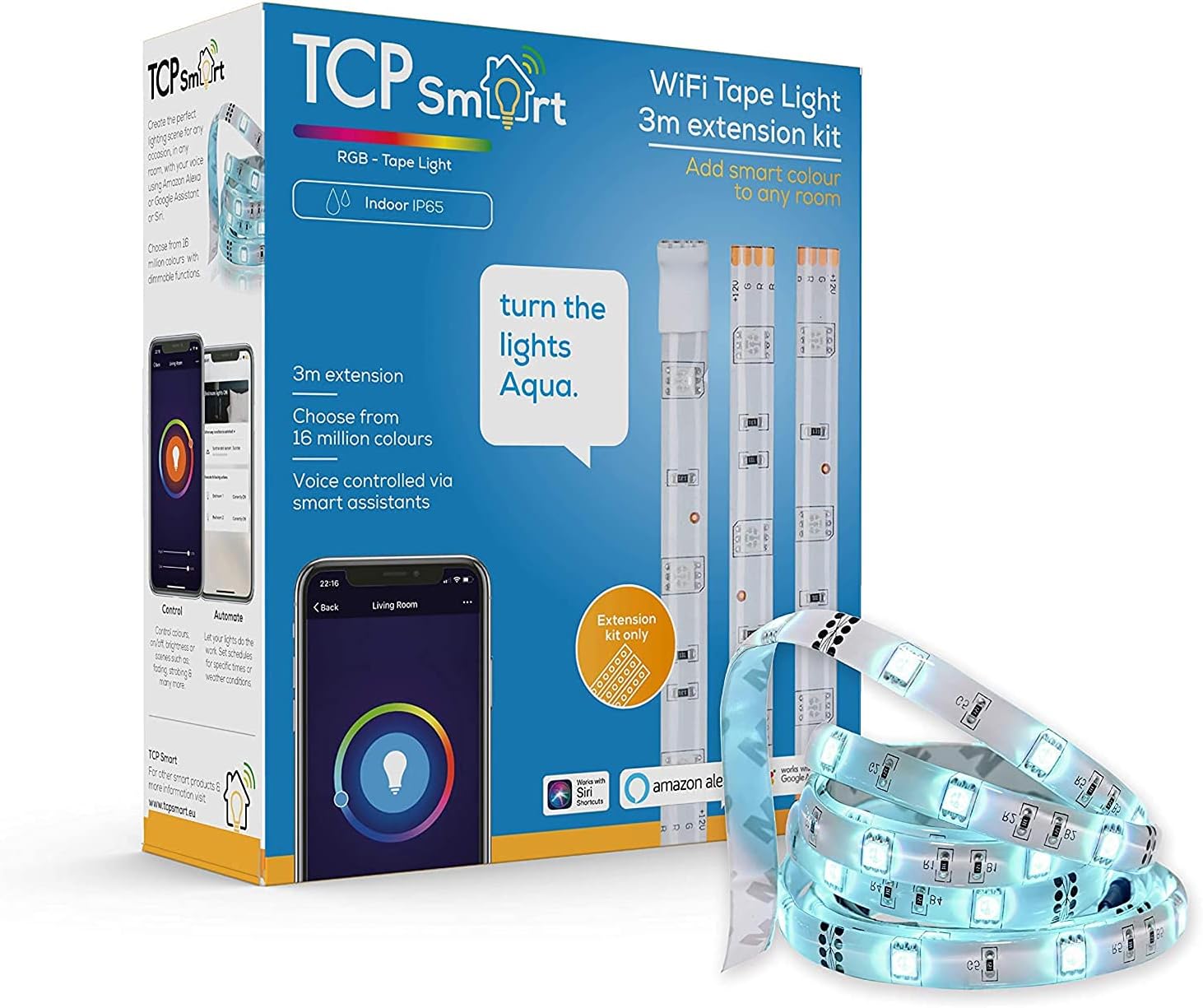 TCP Smart Wi-Fi LED IP65 Tapelight Extension Kit Colour Changing ...