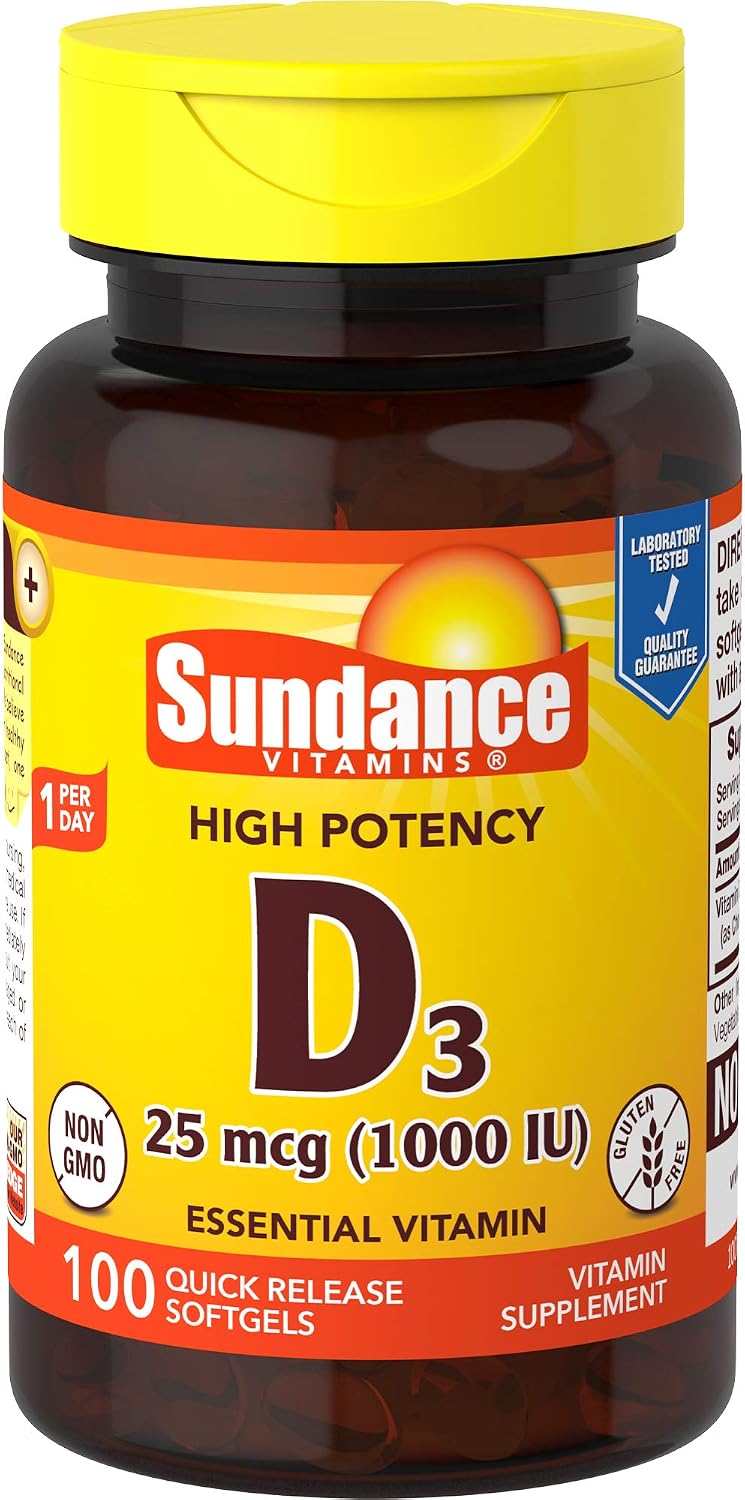 Amazon.com: Sundance Vitamin D3 Supplement 1000 IU Softgels, 100 Count ...