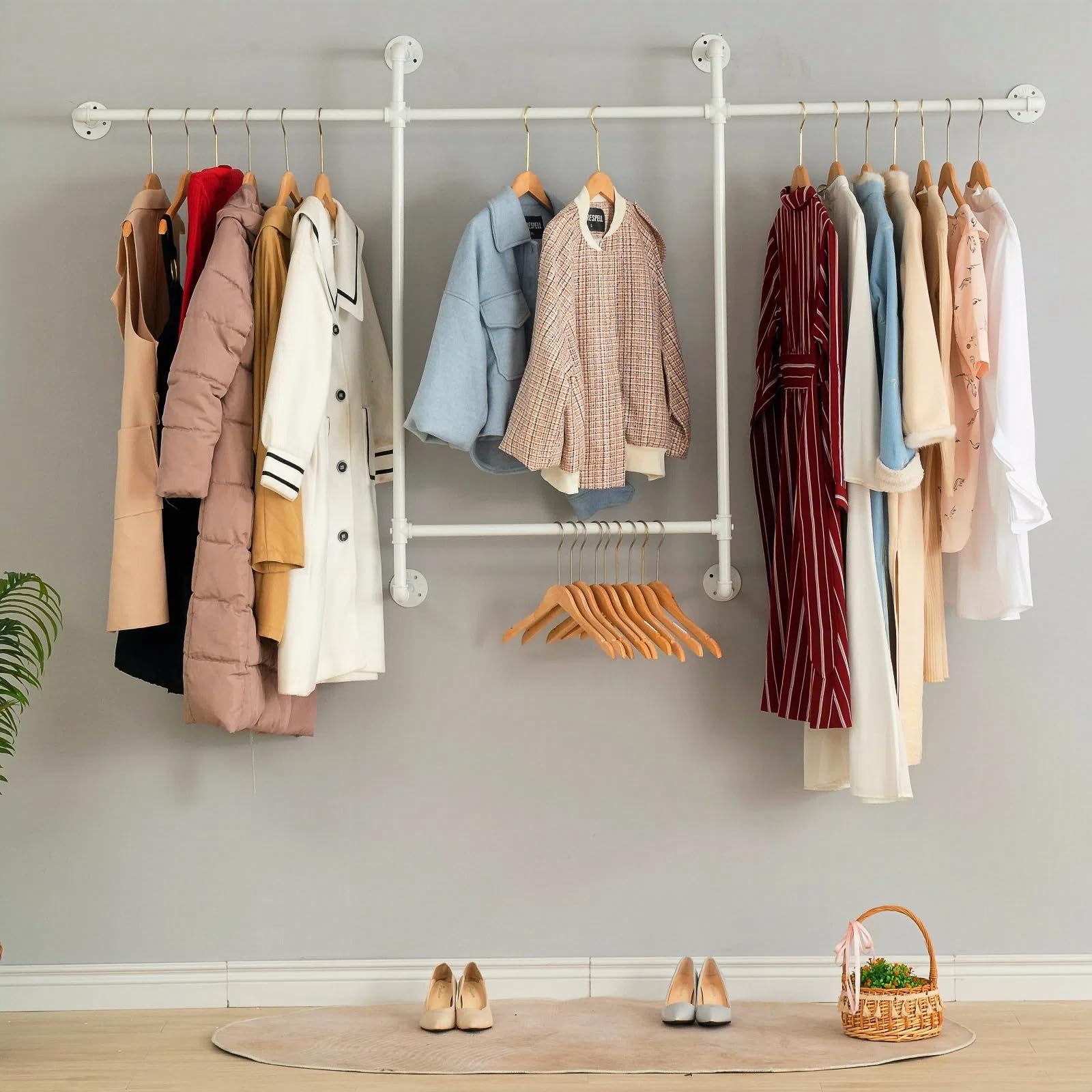 Amazon.com: Industrial Clothing Racks Garment Racks, Wall Mounted Pipes ...