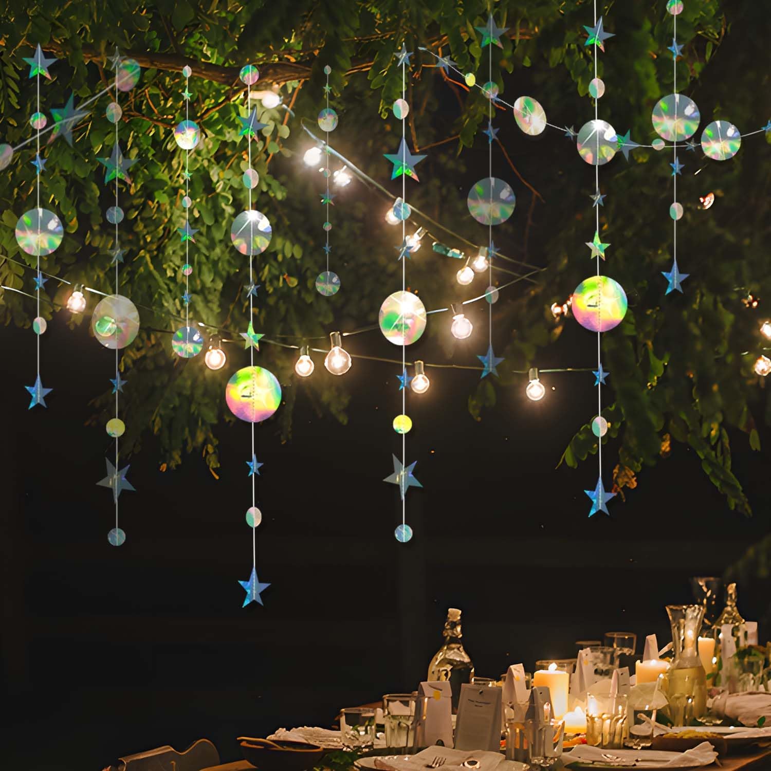 52ft Iridescent Circle Dot Streamer Garland Decoration, Party ...