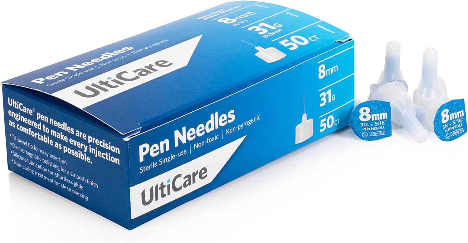 Amazon.com: UltiCare Pen Needles 8mm (5/16”) x 31G Short, 50 Count: for ...