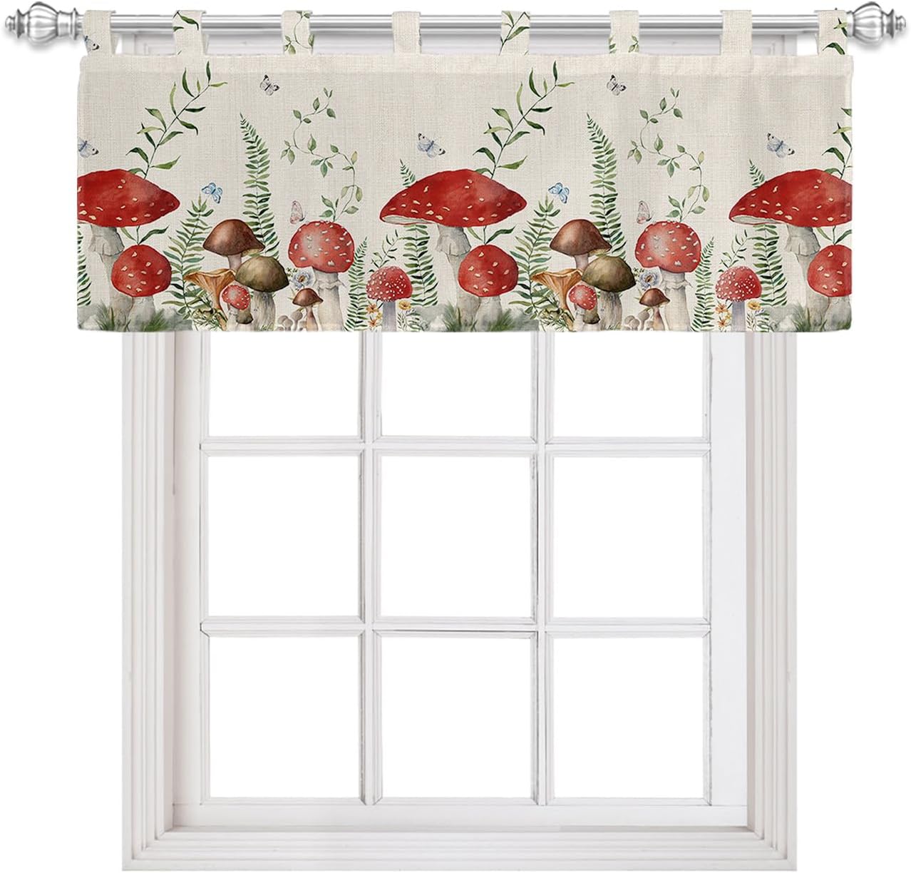 Amazon.com: Retro Mushroom Tab Top Valances for Windows,Short Window ...