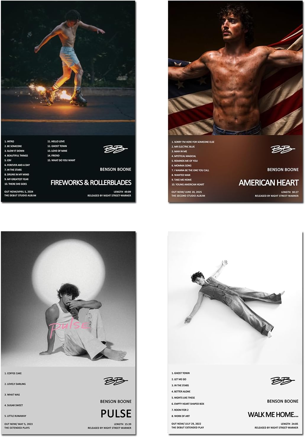 Amazon.com: Benson Boone Album Cover Limited Edition Posters (Set of 4 ...