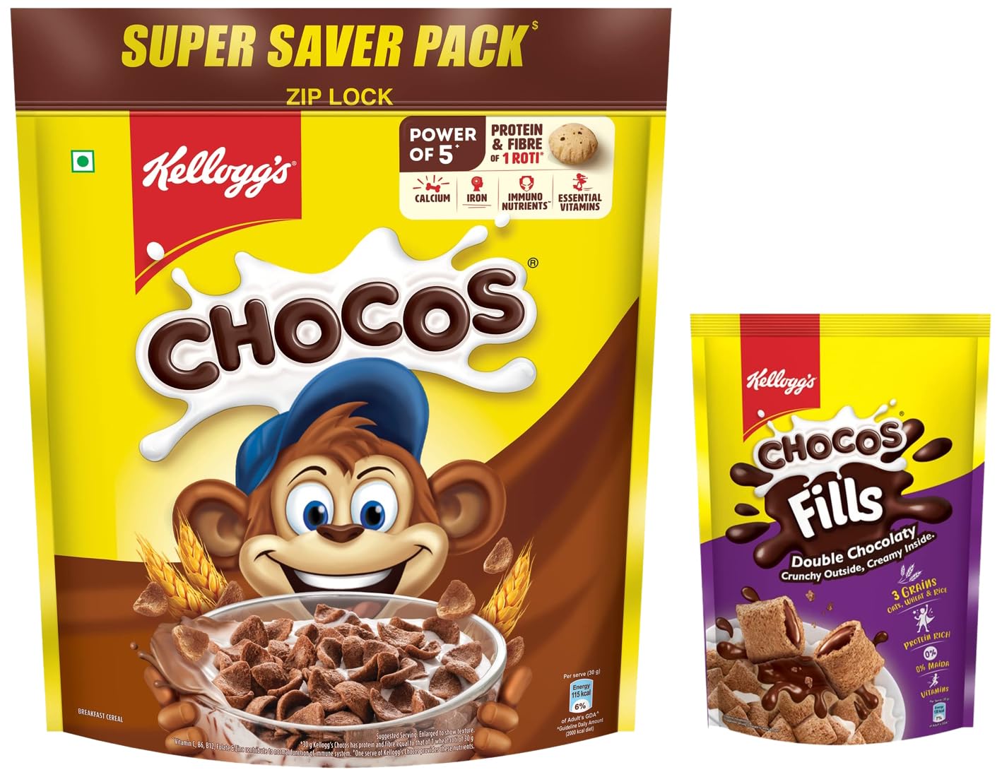 Kellogg's Chocos, With Protein & Fibre Of 1 Roti* In Each Bowl*, 1.15 ...