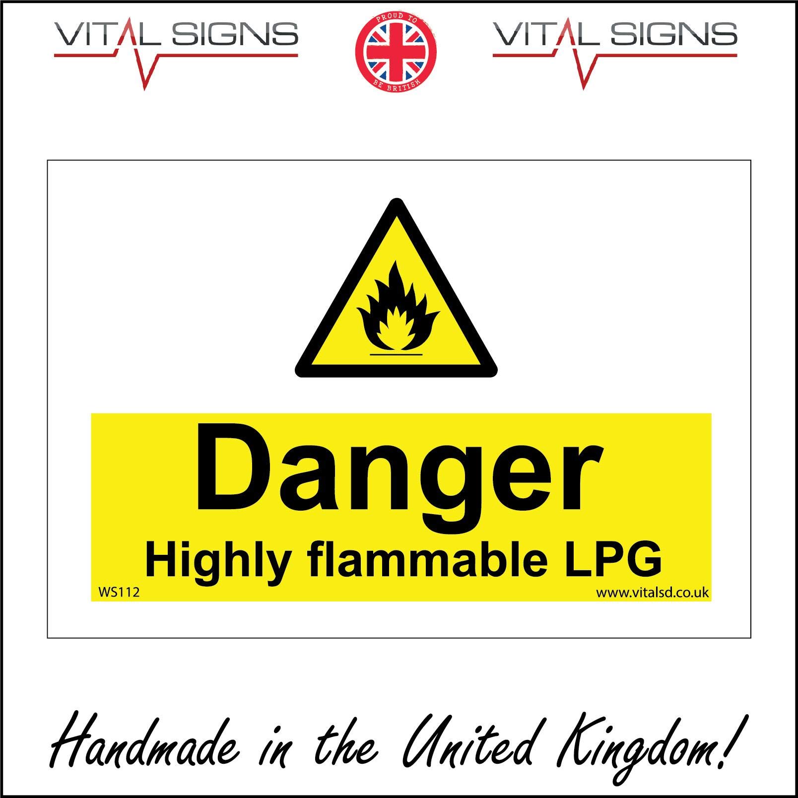 WS112 Danger Highly Flammable Lpg SIGN petrol burn fire warnng caution ...