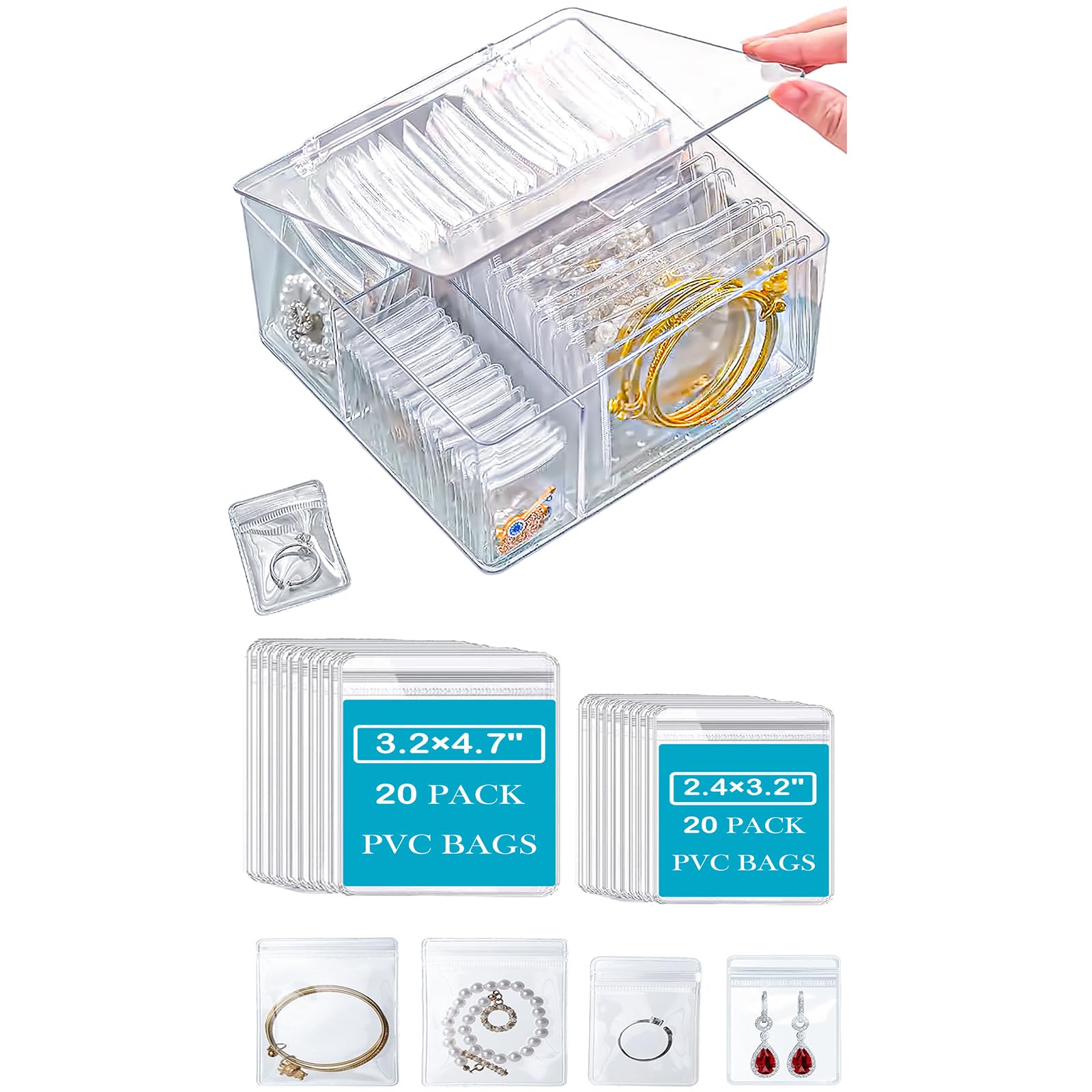 Amazon.com: 4-in-1 Acrylic Jewelry Organizers and Storage with 100 ...
