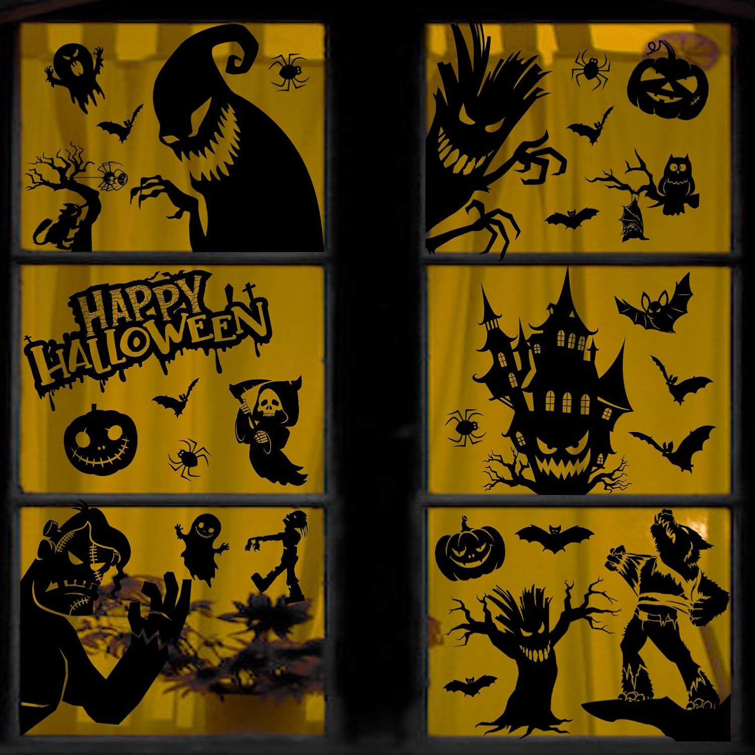 Amazon.com: Halloween Window Clings Stickers Halloween Window ...