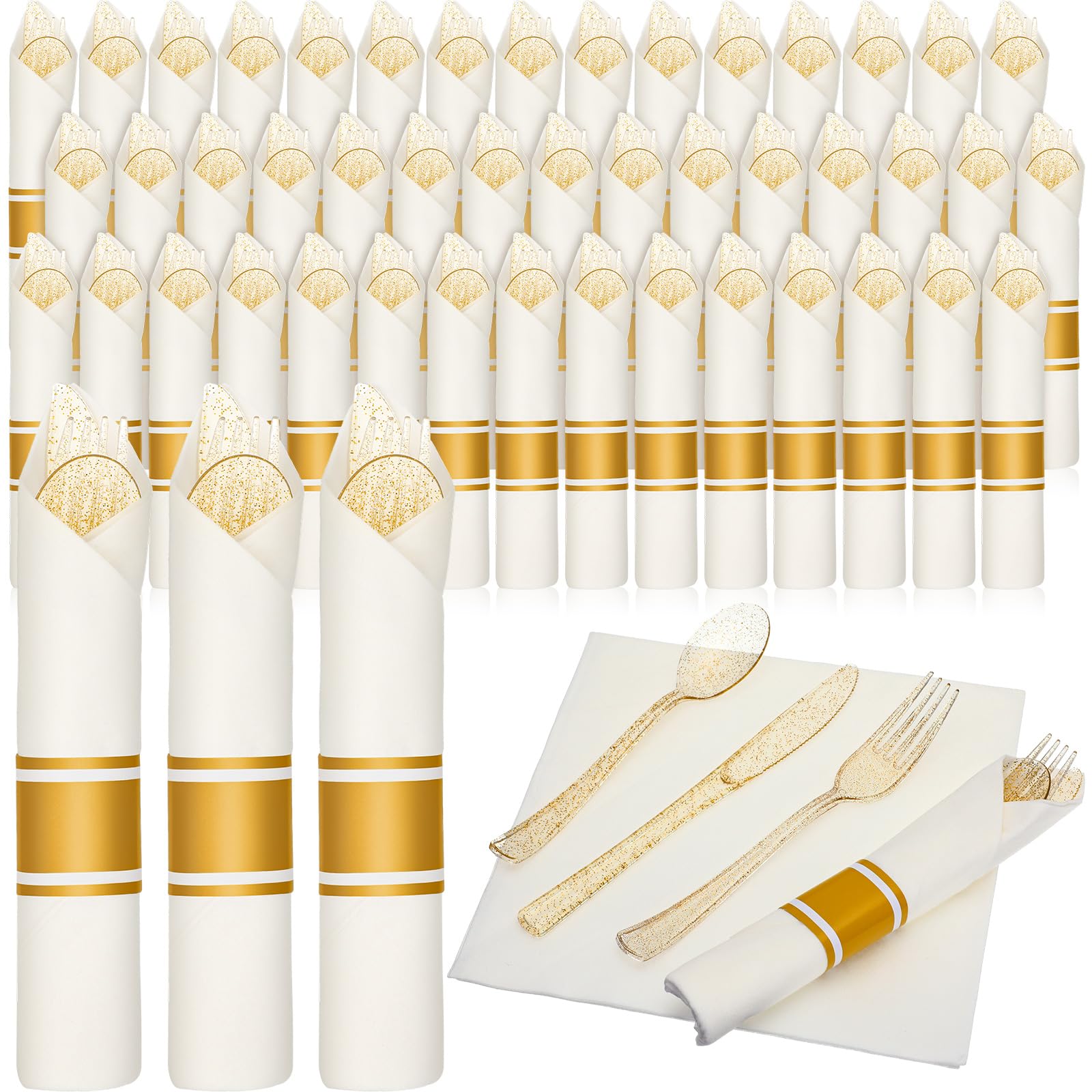 Amazon.com: Zubebe 100 Pack Pre Rolled Silverware Set Disposable ...