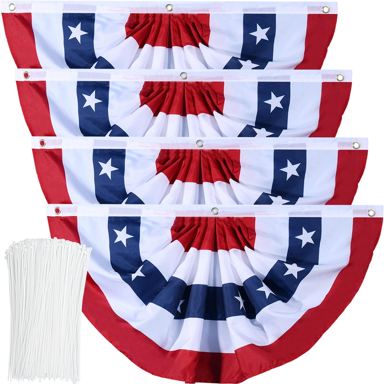 Amazon.com : 3 Pack American USA Pleated Half Fan Bunting Flags, 3 x 6 ...