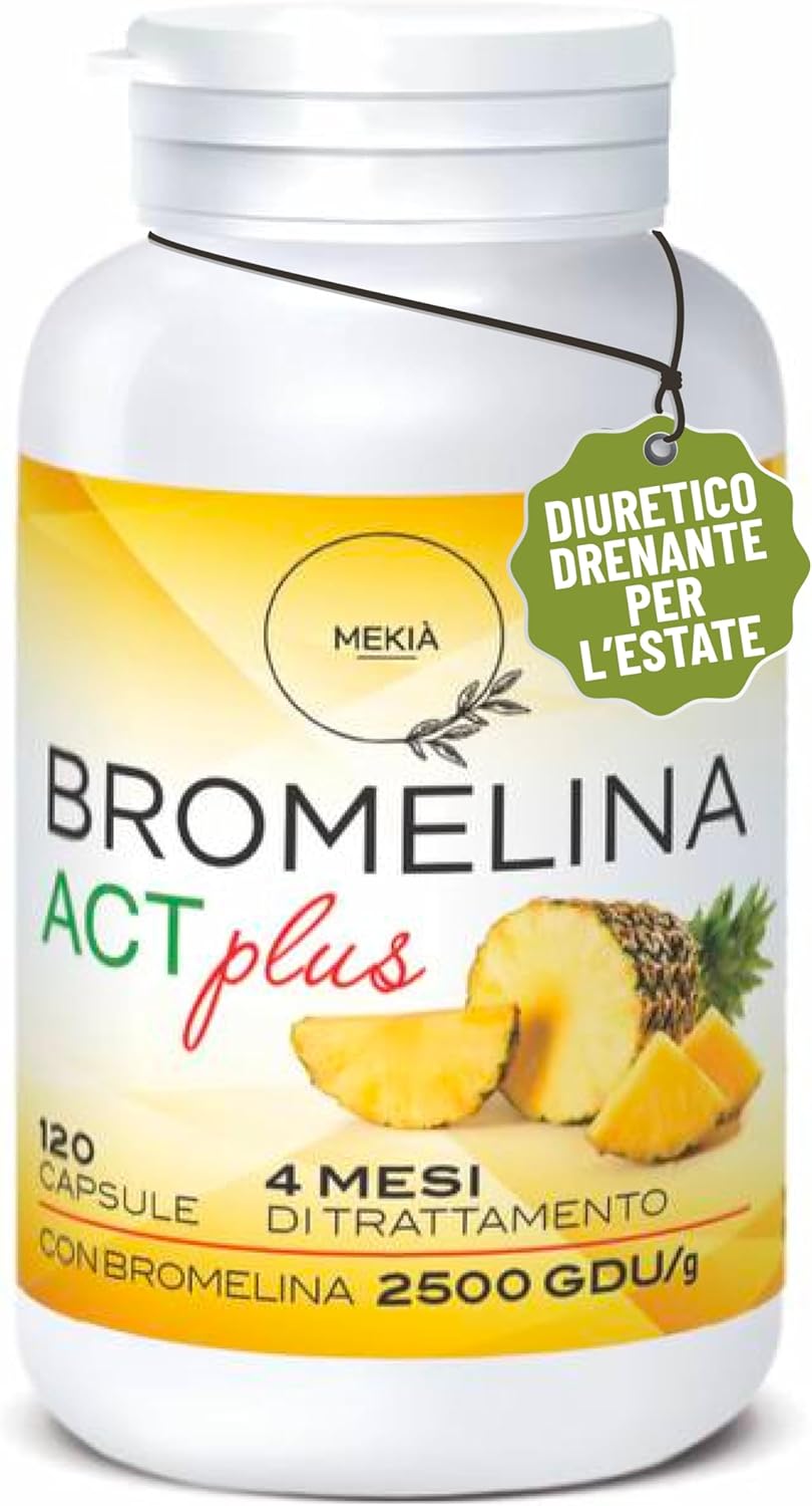 Mekià® Bromelina drenante forte dimagrante ananas 120 capsule 2500 GDU ...